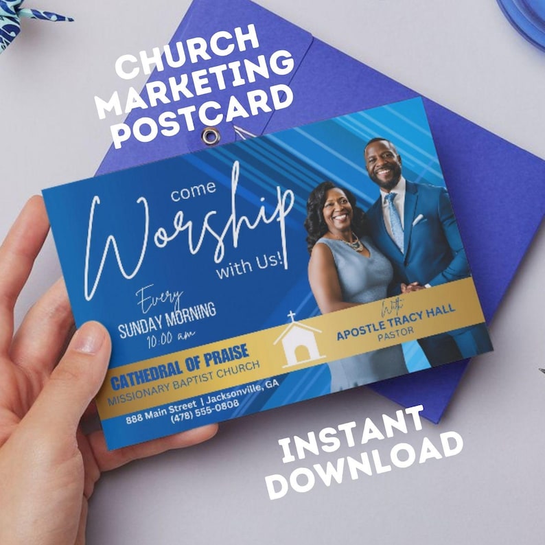 Editable Church Worship Postcard Template (digital Download) - Etsy