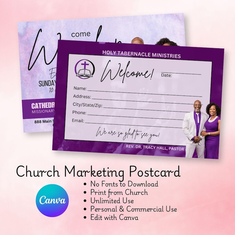 Church Worship Postcard Template, Editable Ministry Design (digital ...