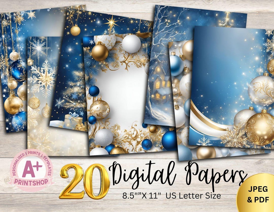 Holiday & Christmas Digital Papers, Instant Download, US Letter Size ...