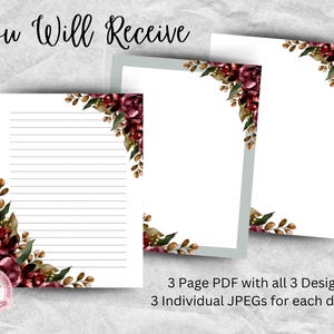 Fall Inspired Digital Stationary, Printable Stationery, Letter Size ...
