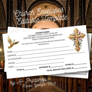 Church Envelopes Template, Edit and Print, Instant Download, Tithe ...