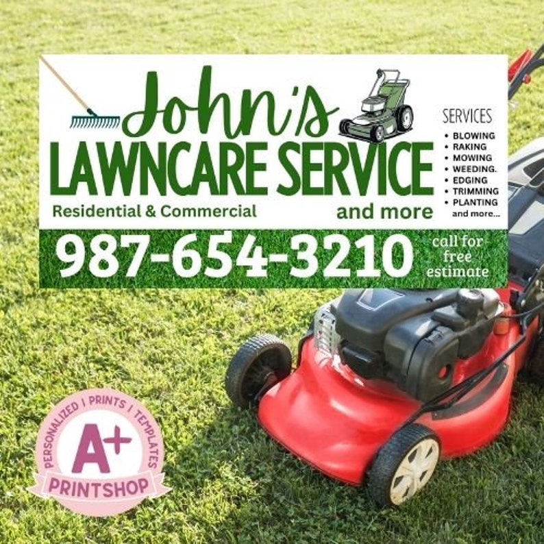 Lawn Service Magnetic Sign Template for Cars or Trucks, Get Instant ...