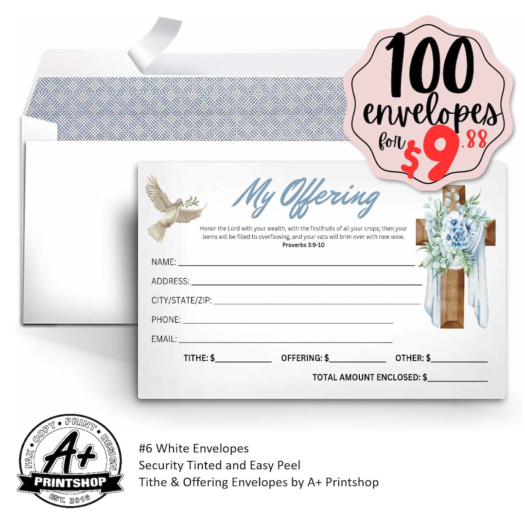 Church Envelopes 100 Tithe & Offering Envelopes Tithing - Etsy