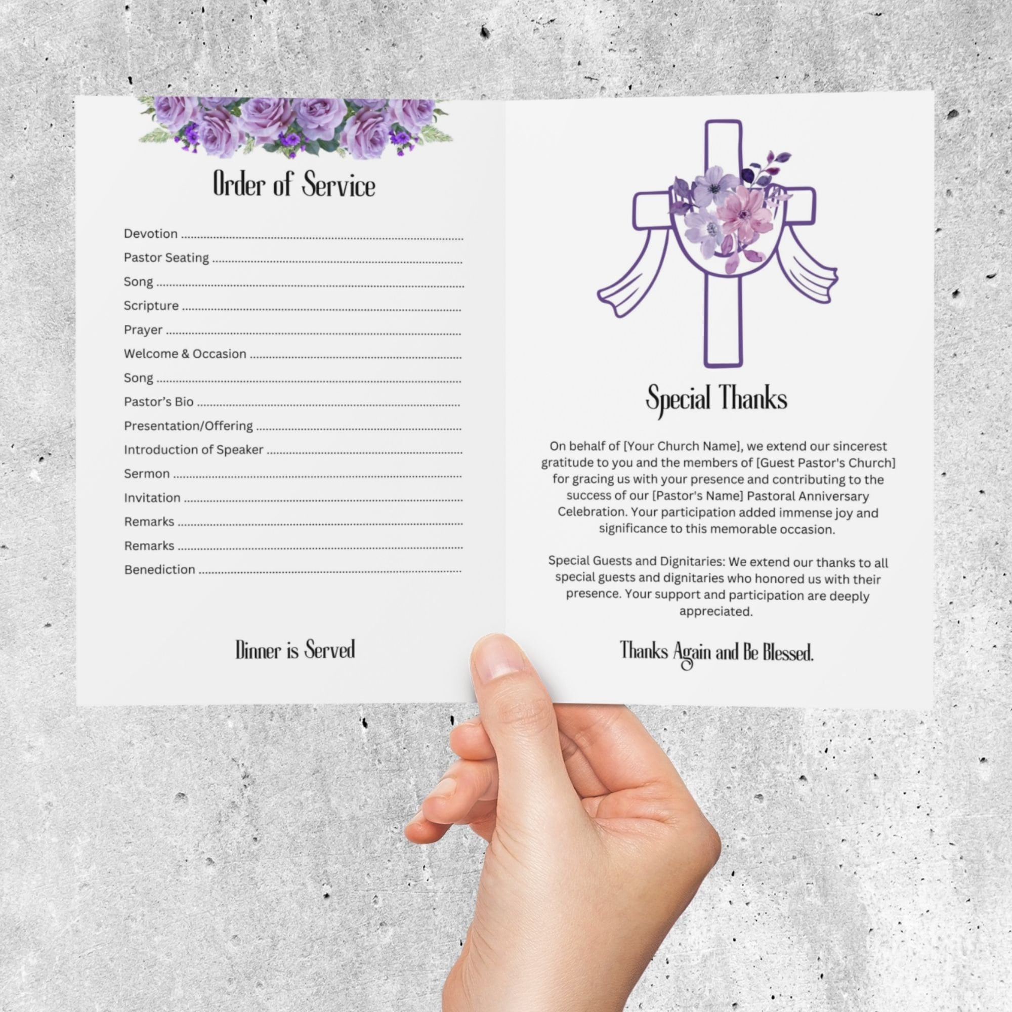 Pastoral Anniversary Program Template | Printable Church Bulletin ...