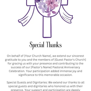 Pastoral Anniversary Program Template | Printable Church Bulletin ...