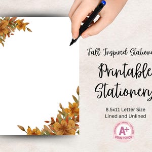 Autumn Inspired Printable Stationary, Set of 3 Designs, Letter Size ...