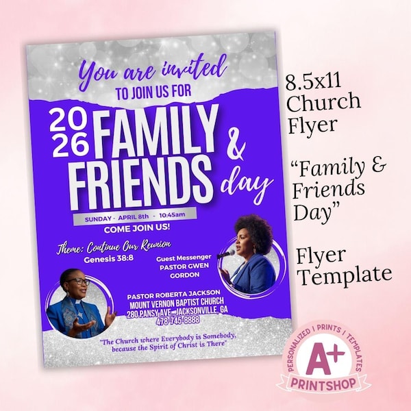 Family and Friends Day Program Template - Etsy