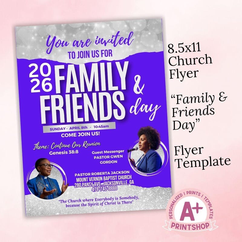 Family and Friends Day Program Template - Etsy