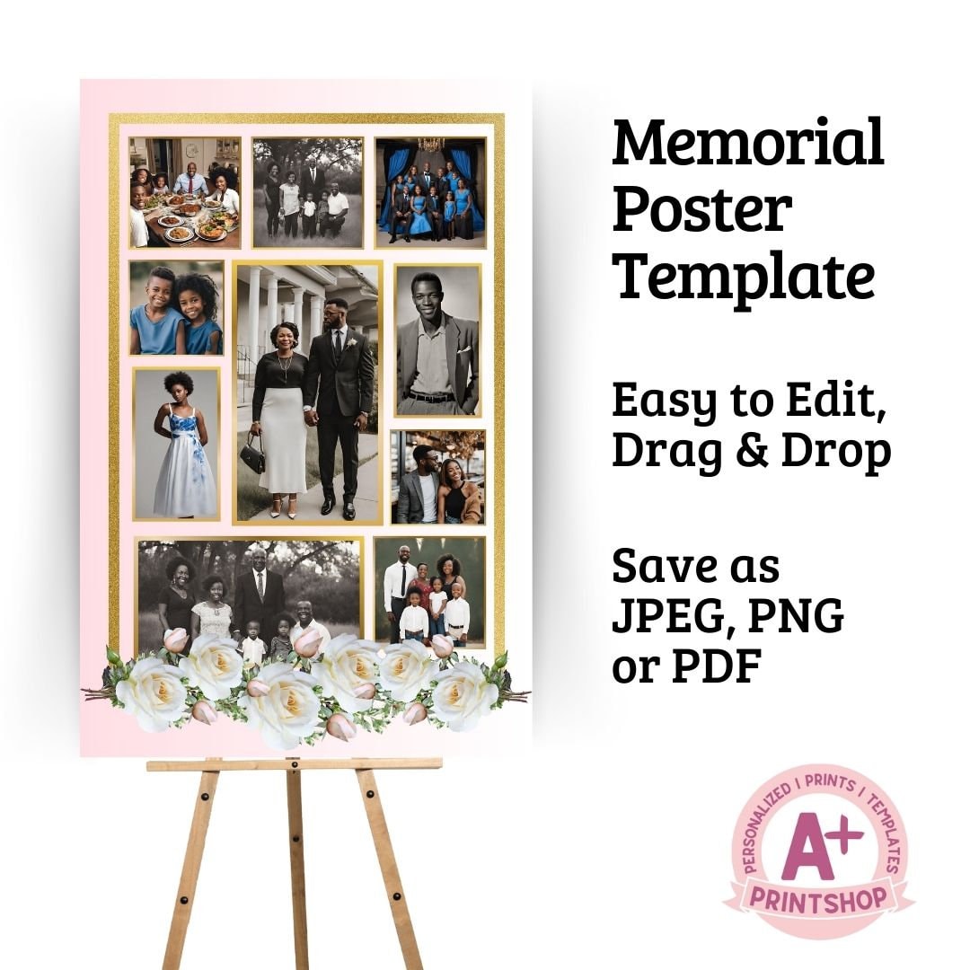 Funeral Sign Poster, Memorial Poster Template, 24x36 Inch Funeral ...