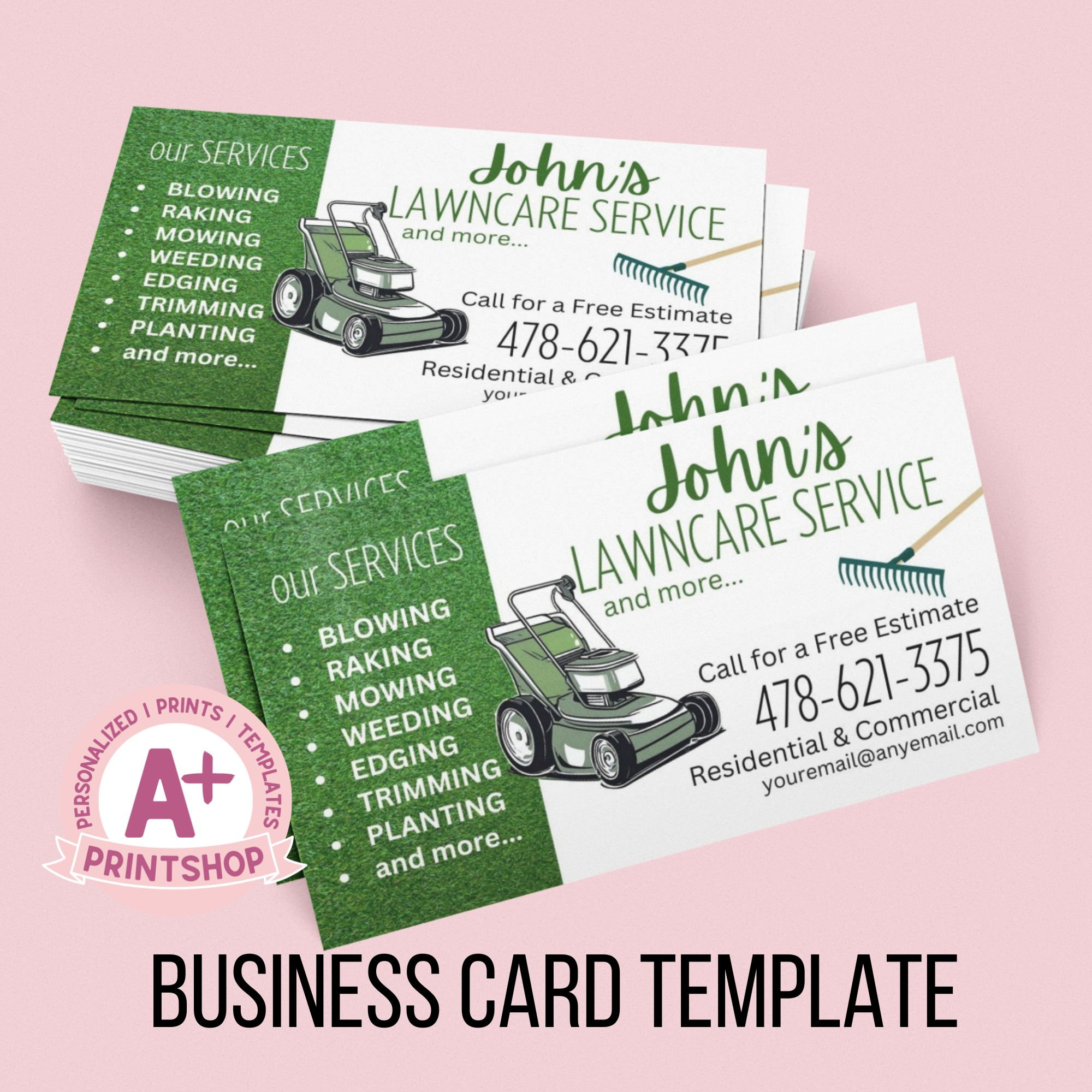 Lawn Service Business Card Template Instant Download Printable Editable ...