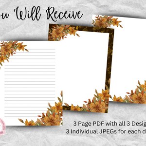 Autumn Inspired Printable Stationary, Set of 3 Designs, Letter Size ...