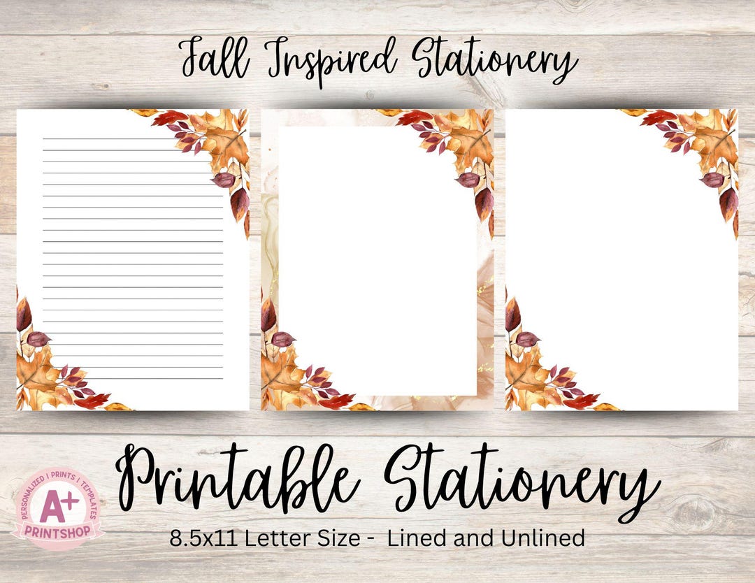 Fall Inspired Digital Stationary, Printable Stationery, Letter Size ...