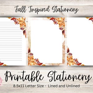Fall Inspired Digital Stationary, Printable Stationery, Letter Size ...