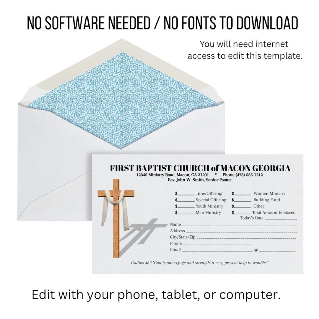Church Tithe Envelope Template, Customizable Printable (digital ...