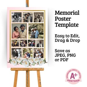 Funeral Sign Poster, Memorial Poster Template, 24x36 Inch Funeral ...