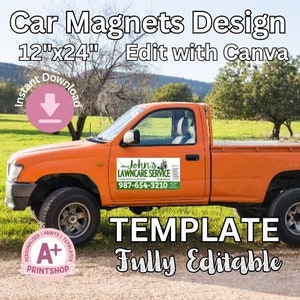 Lawn Service Magnetic Sign Template for Cars or Trucks, Get Instant ...