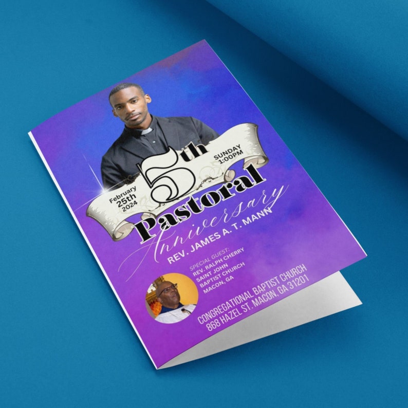 Pastoral Anniversary Program Template | Printable Church Bulletin ...