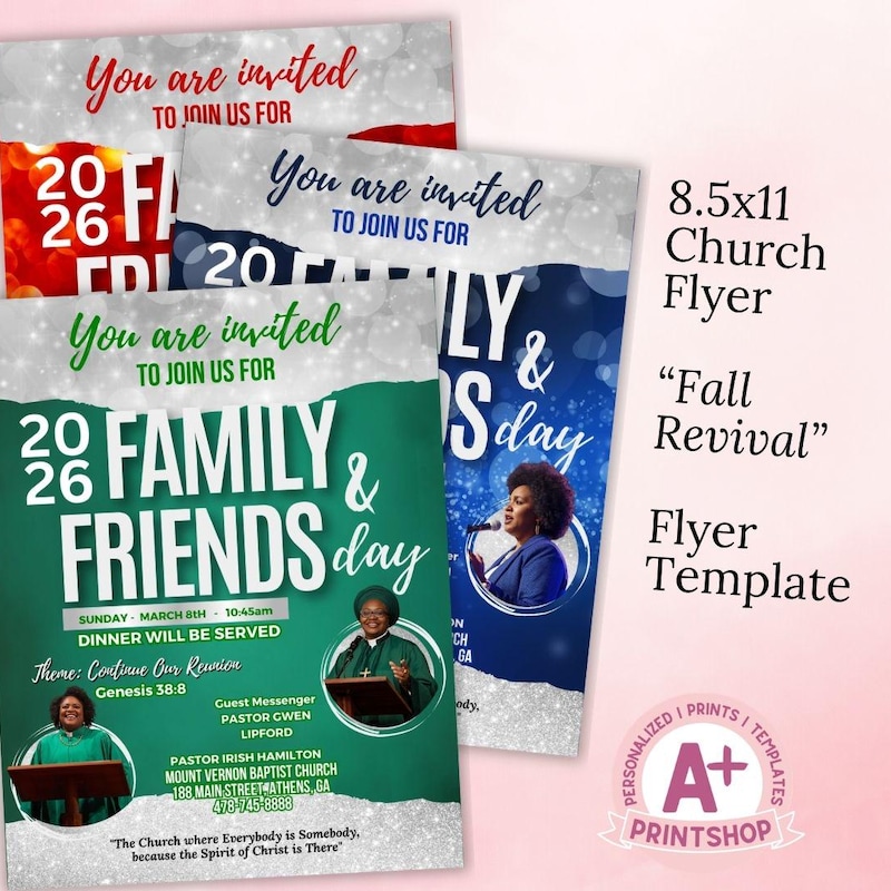 Family and Friends Day Program Template - Etsy
