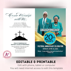 Pastoral Anniversary Program Template | Pastor's Anniversary | Instant ...