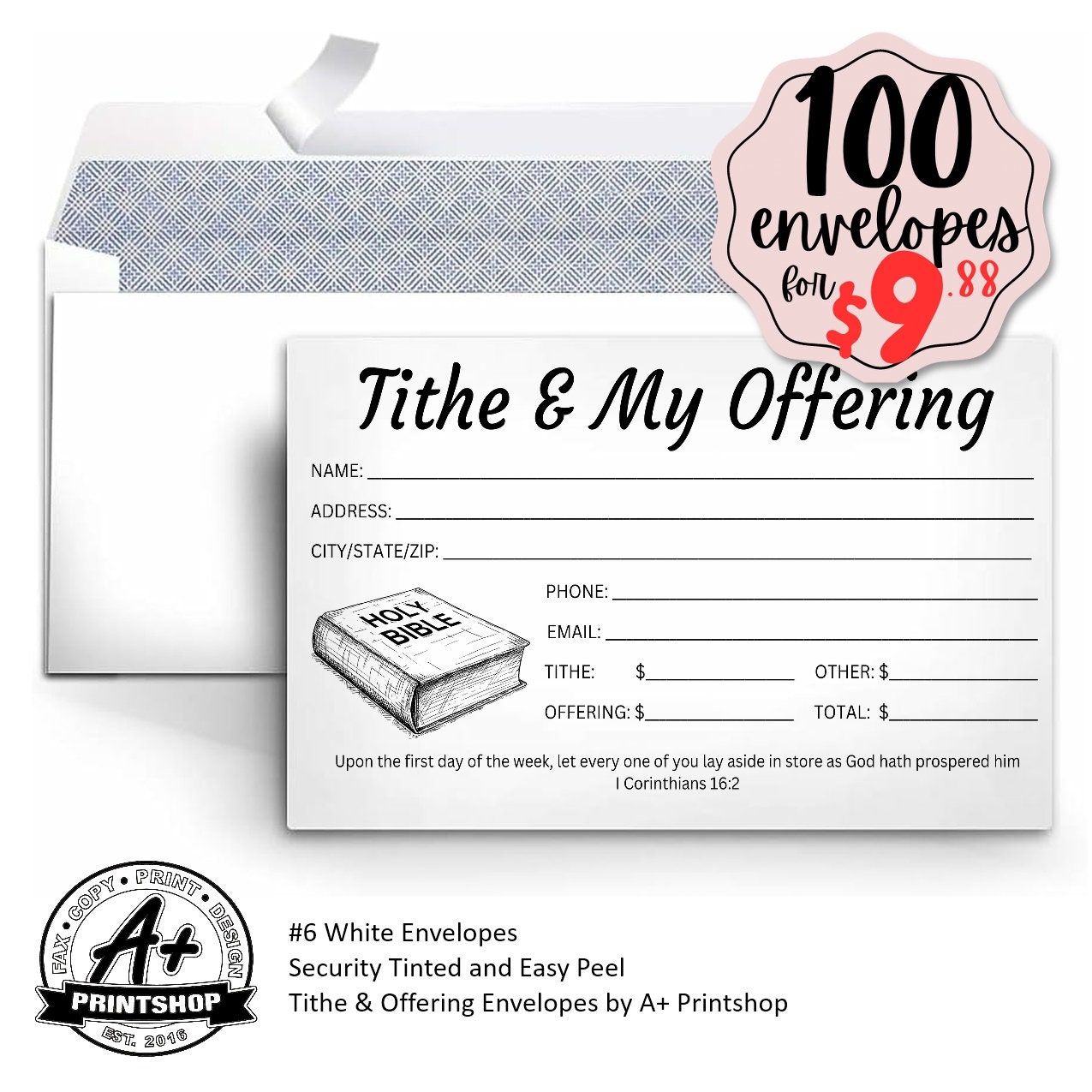 Tithe & Offering Envelopes - 100 Church Envelopes - Etsy