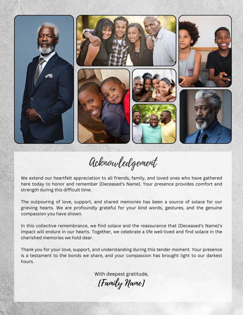 Funeral Program Template Canva Obituary For Man Instant Download