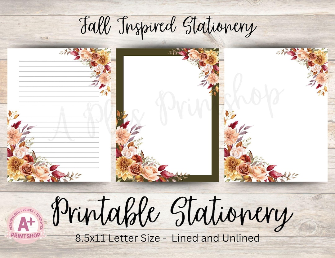 Fall Inspired Digital Stationary, Printable Stationery, Letter Size ...