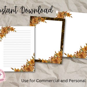 Autumn Inspired Printable Stationary, Set of 3 Designs, Letter Size ...
