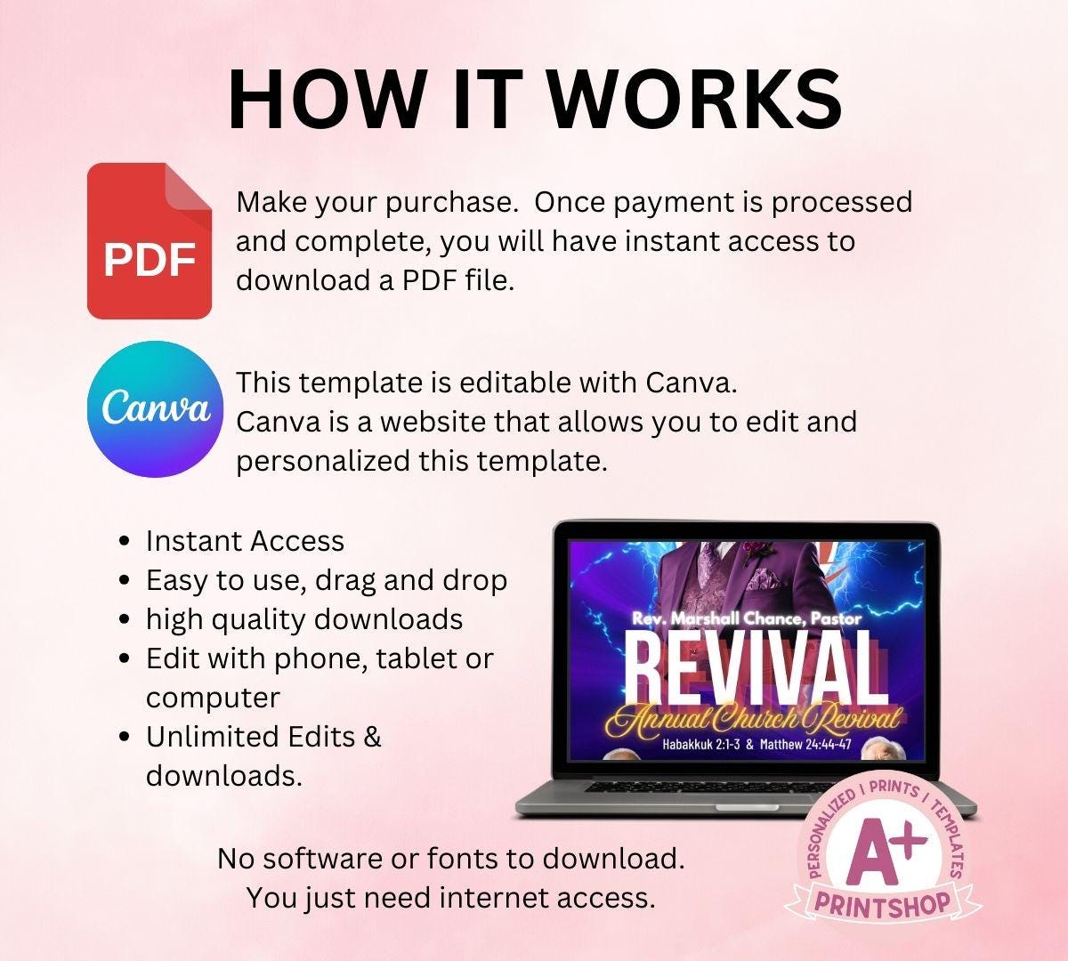 Purple Church Revival Flyer Template, Editable, Printable (digital ...
