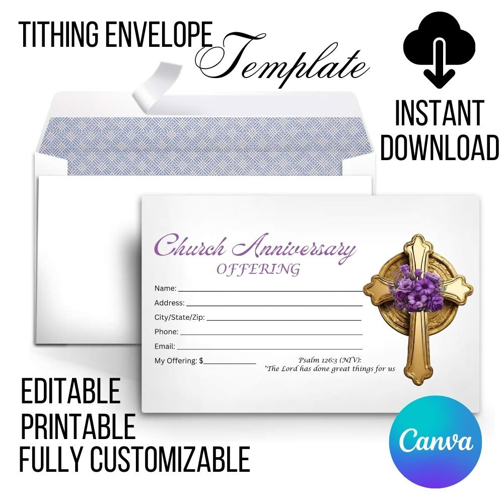 Tithe Envelopes Templates, Editable Printable Customizable, DIY ...