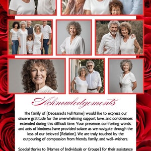 Funeral Program Template, Red Obituary Template, Instant Download ...