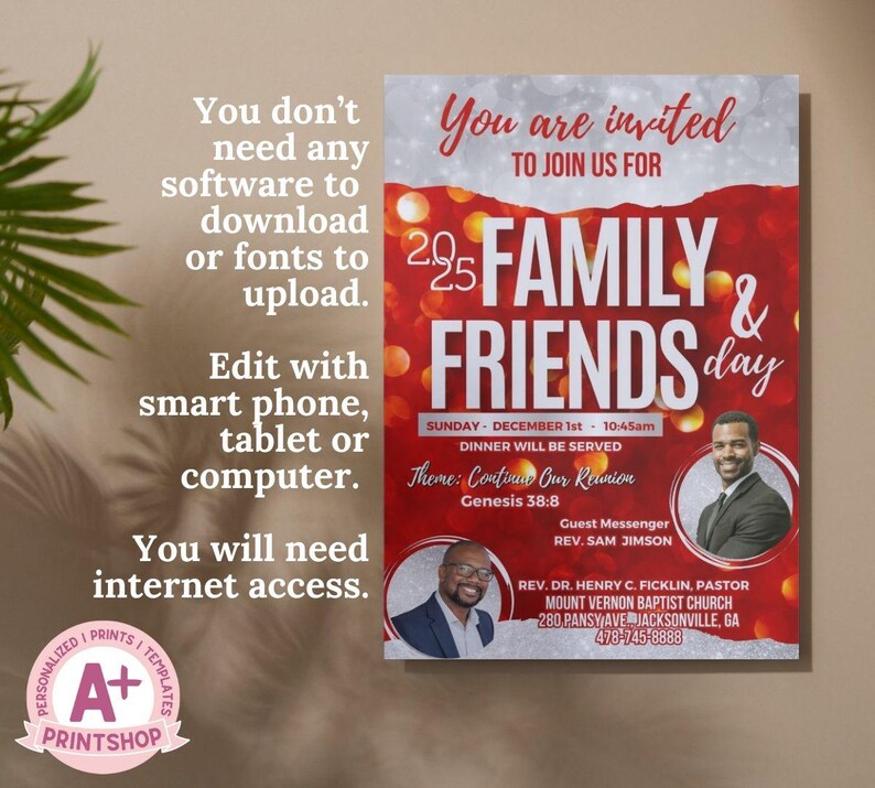 Church Flyer Template, Family and Friends Event, Editable, Print From ...