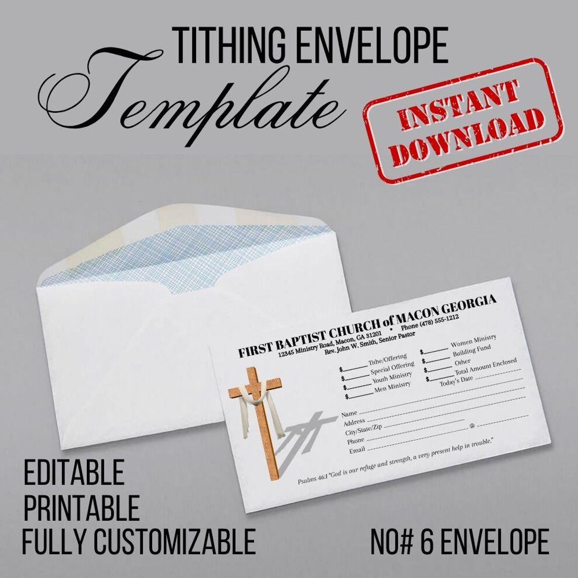 Church Tithe Envelope Template, Customizable Printable (digital ...