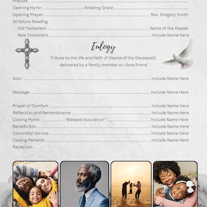 Funeral Program Template, Canva, Obituary for Man, Instant Download ...