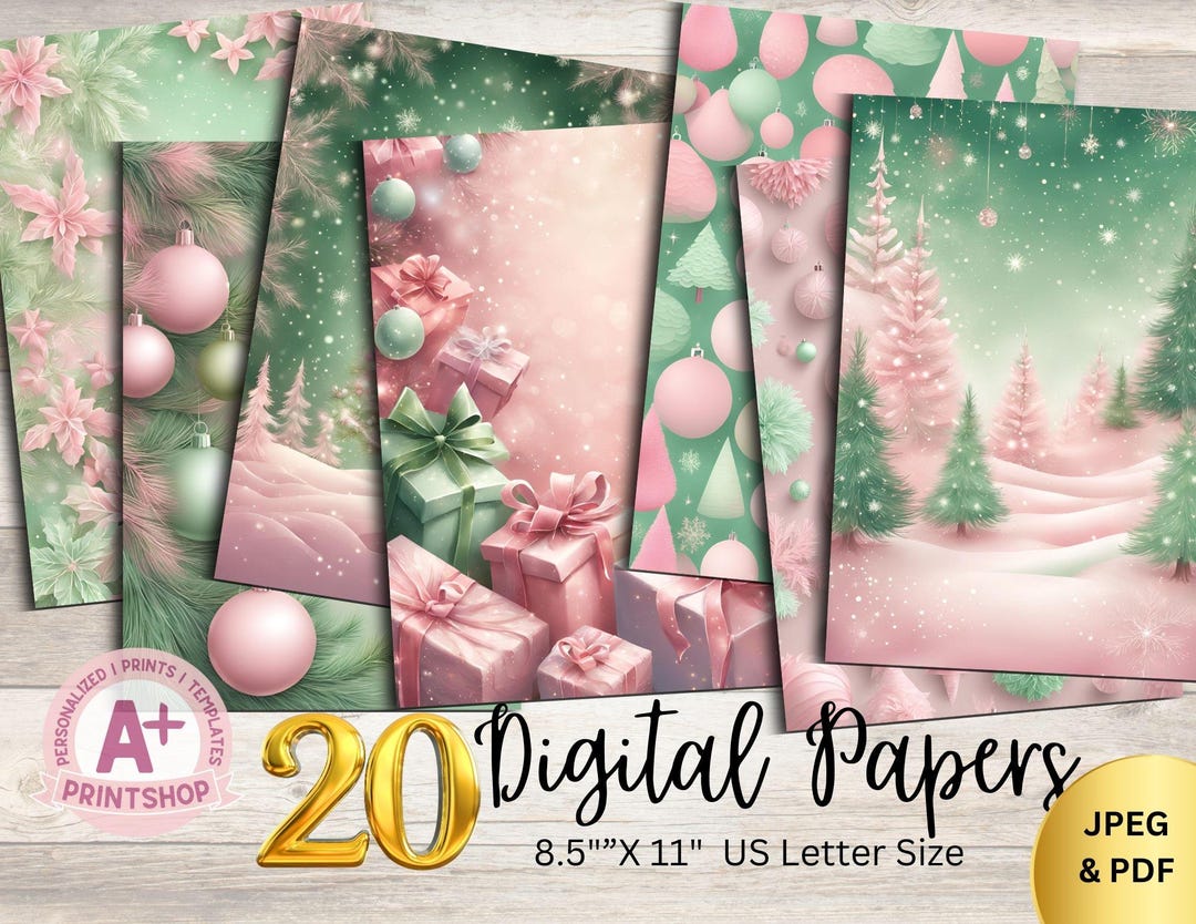 Holiday & Christmas Digital Papers, Instant Download, US Letter Size ...