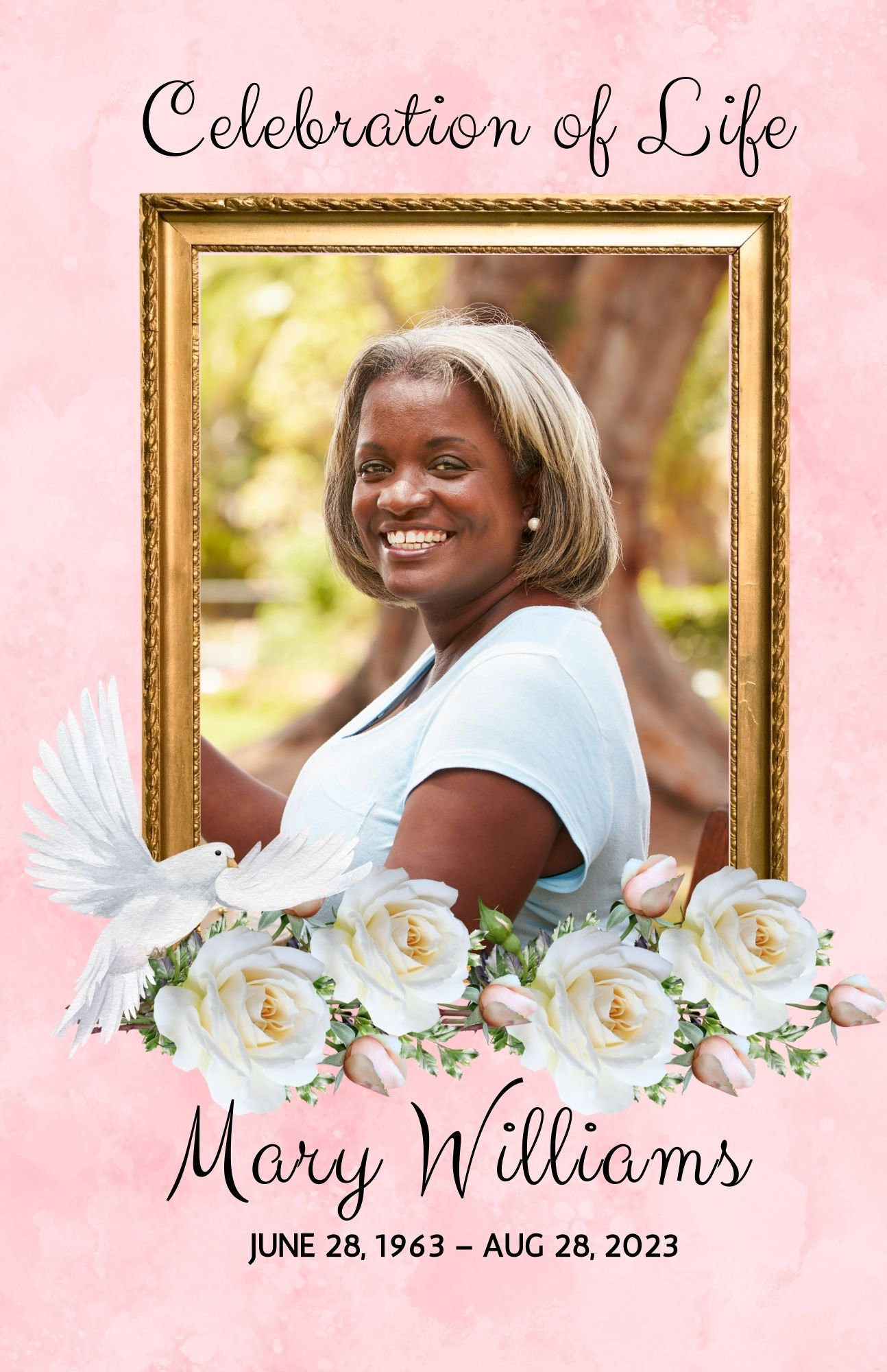 Funeral Program Template Pink Obituary Template Instant Download ...