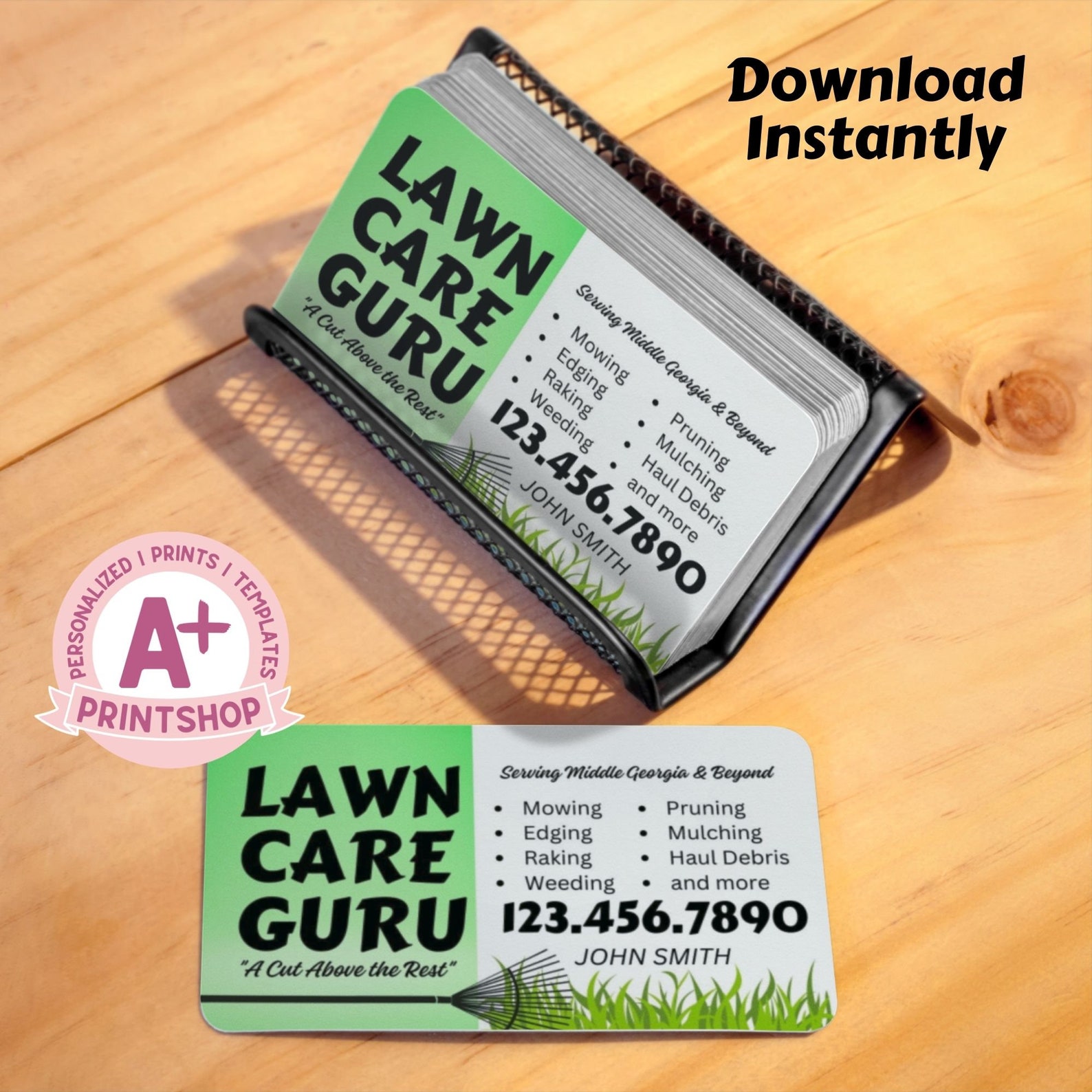 Lawn Care Service Business Card Template, Instant Download, Printable ...