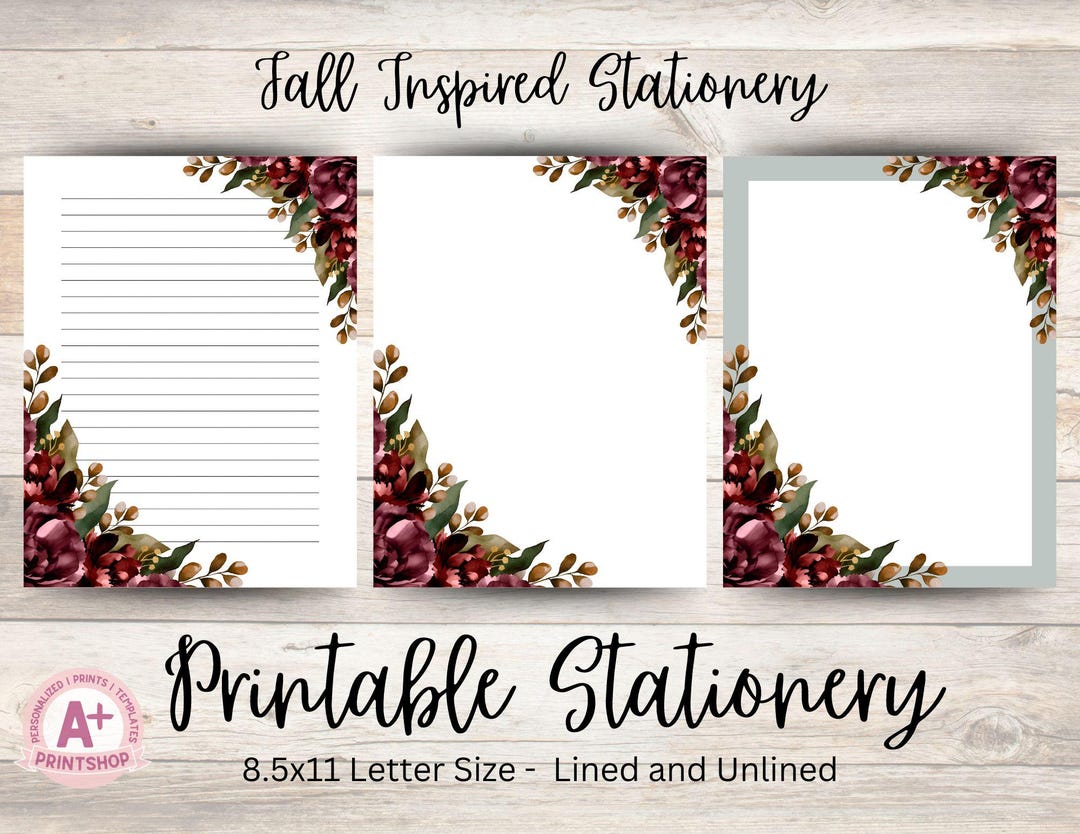 Fall Inspired Digital Stationary, Printable Stationery, Letter Size ...