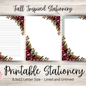 Fall Inspired Digital Stationary, Printable Stationery, Letter Size ...