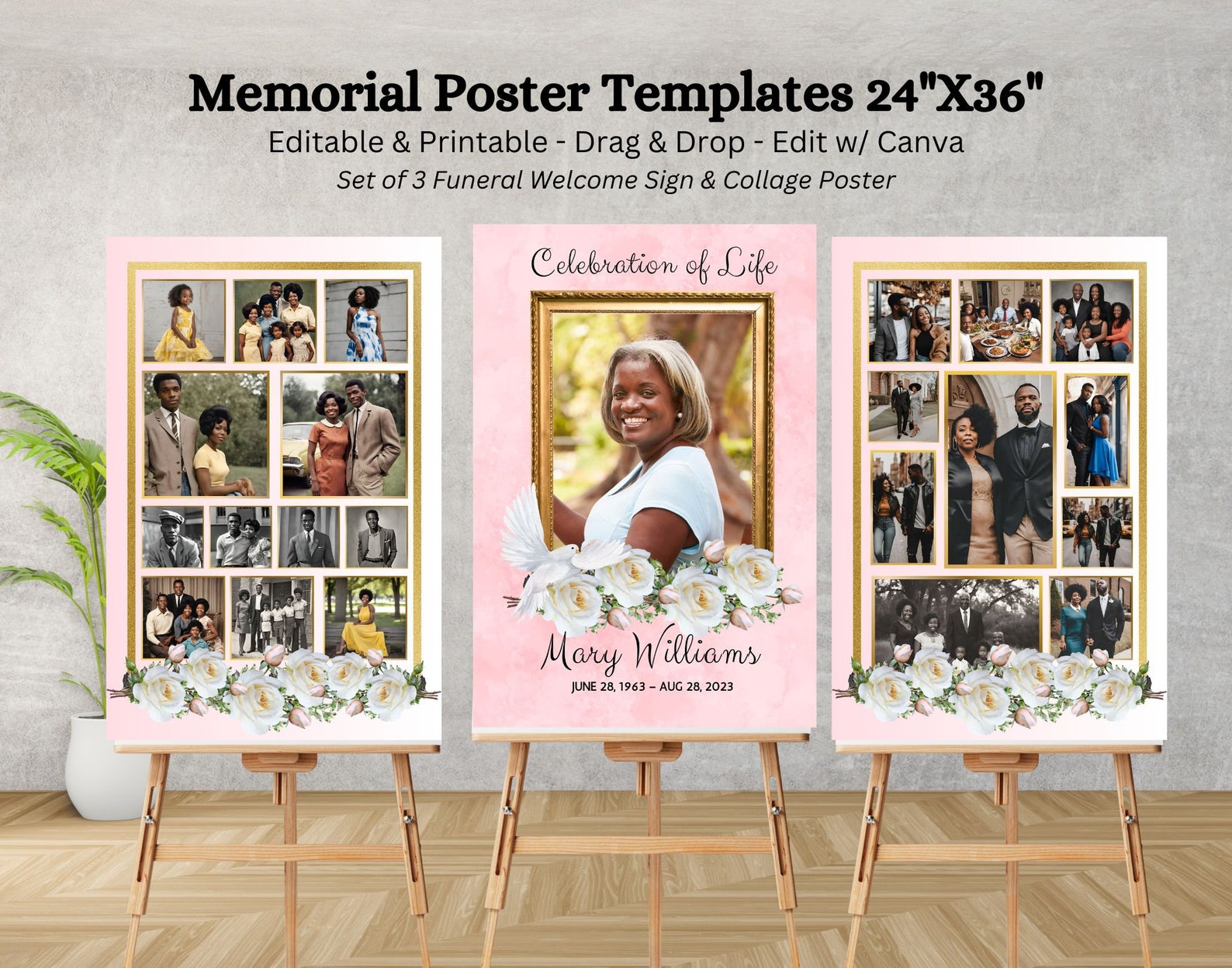 Funeral Sign Poster, Memorial Poster Template, 24x36 Inch Funeral ...