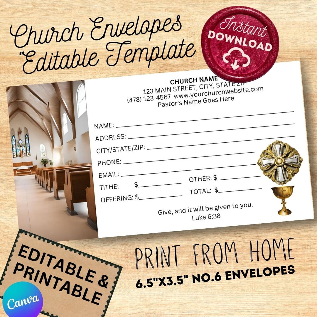 Church Envelope Templates, Tithe Offerings Tithing, Editable Printable ...