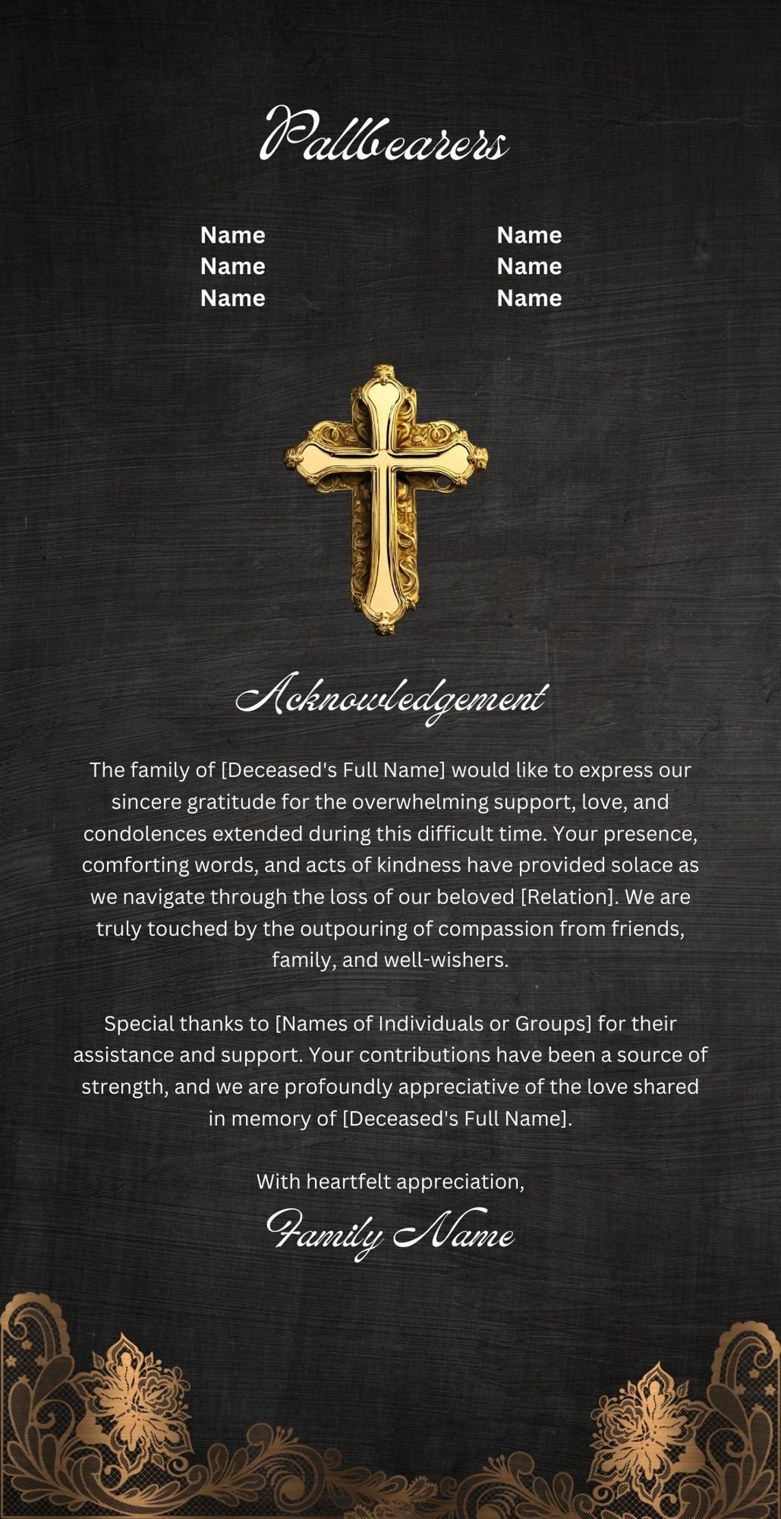 Funeral Program Template, Black Obituary Template, Instant Download ...
