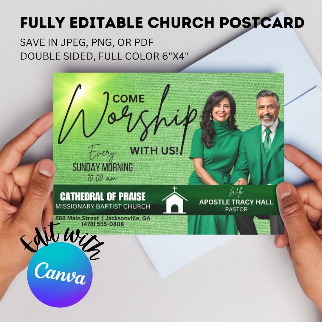 Come Worship With Us Postcard, 6x4 Church Postcard, Digital Template ...