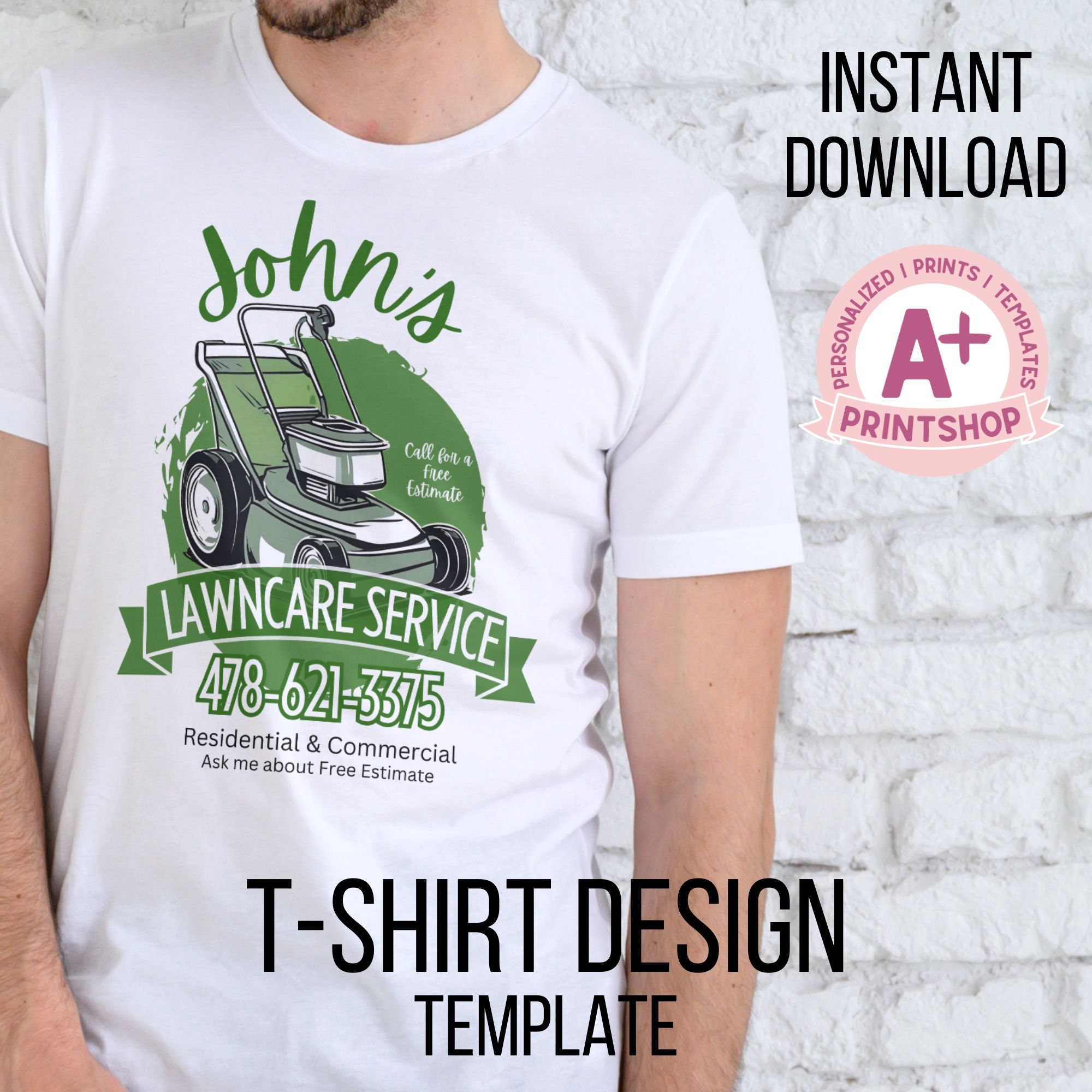 Lawn Care Service T-shirt Template, Editable Design (instant Download ...