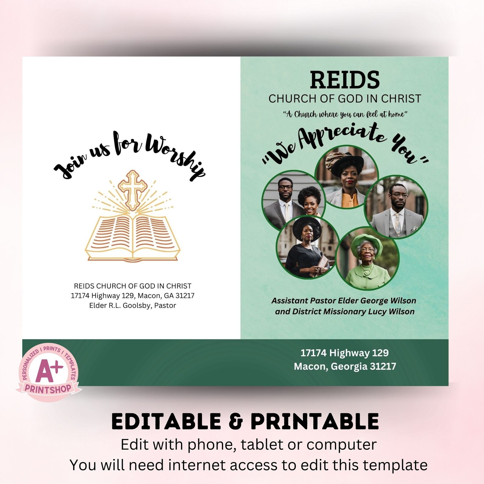 Church Program Template, Ministry Appreciation, Editable, Printable ...
