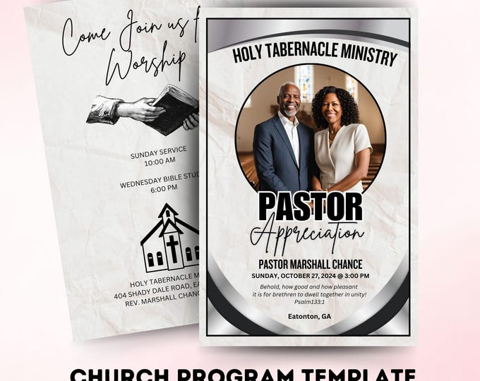 Canva Template Pastor Appreciation Program Template, Purple & Silver ...