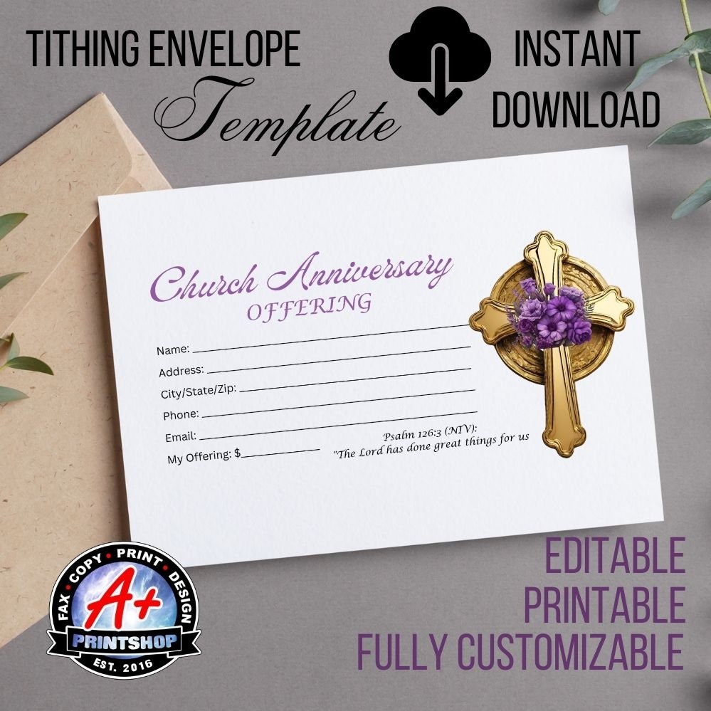 Tithe Envelopes Templates, Editable Printable Customizable, DIY ...