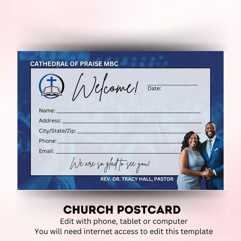 Editable Church Worship Postcard Template (digital Download) - Etsy