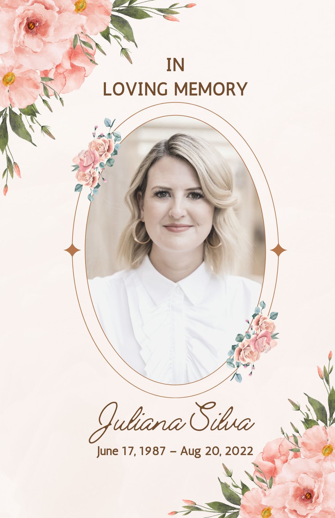 Funeral Program Template Obituary Template Instant Download Printable ...