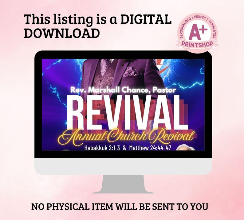Purple Church Revival Flyer Template, Editable, Printable (digital ...