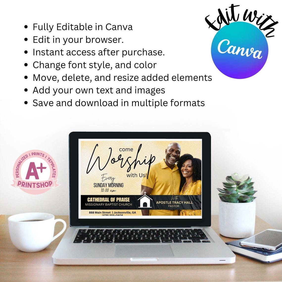 Editable Church Worship Postcard Template, 6x4 (digital Download) - Etsy